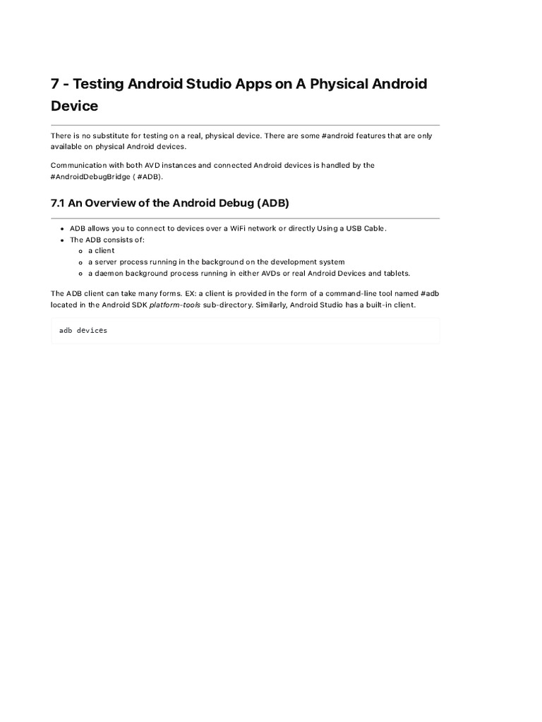 7 - Testing Android Studio Apps On A Physical Android Device | PDF
