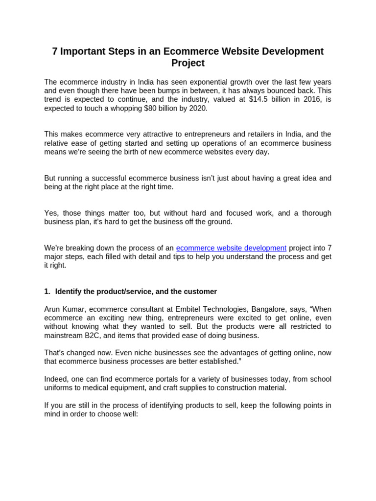 7 Important Steps in An Ecommerce Website Development Project | PDF | E ...