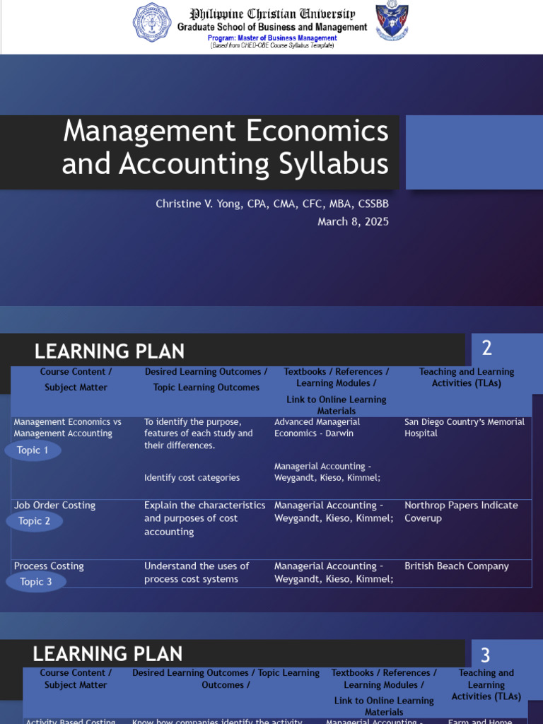Modular Schedule Mgt Eco and Acctg Syllabus March 2024-25 | PDF | Net ...