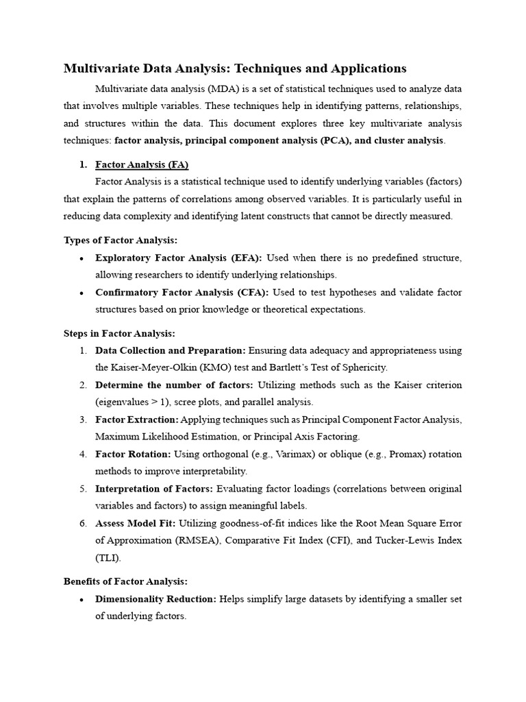 Multivariate Analysis | PDF | Principal Component Analysis | Factor Analysis