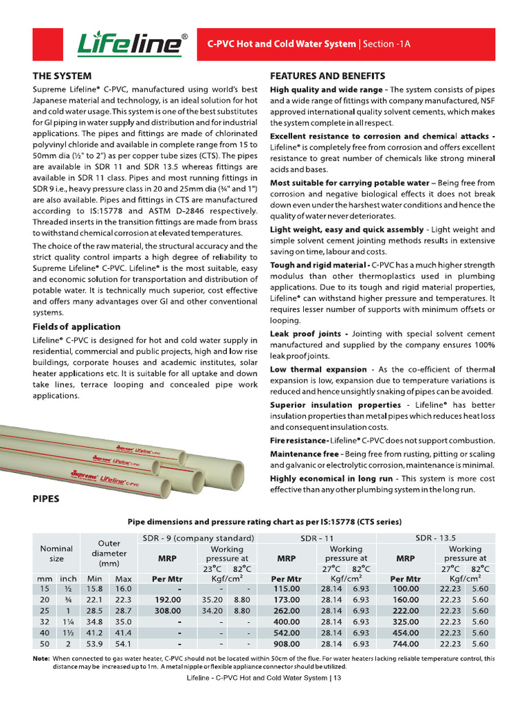 Lifeline C-PVC | PDF