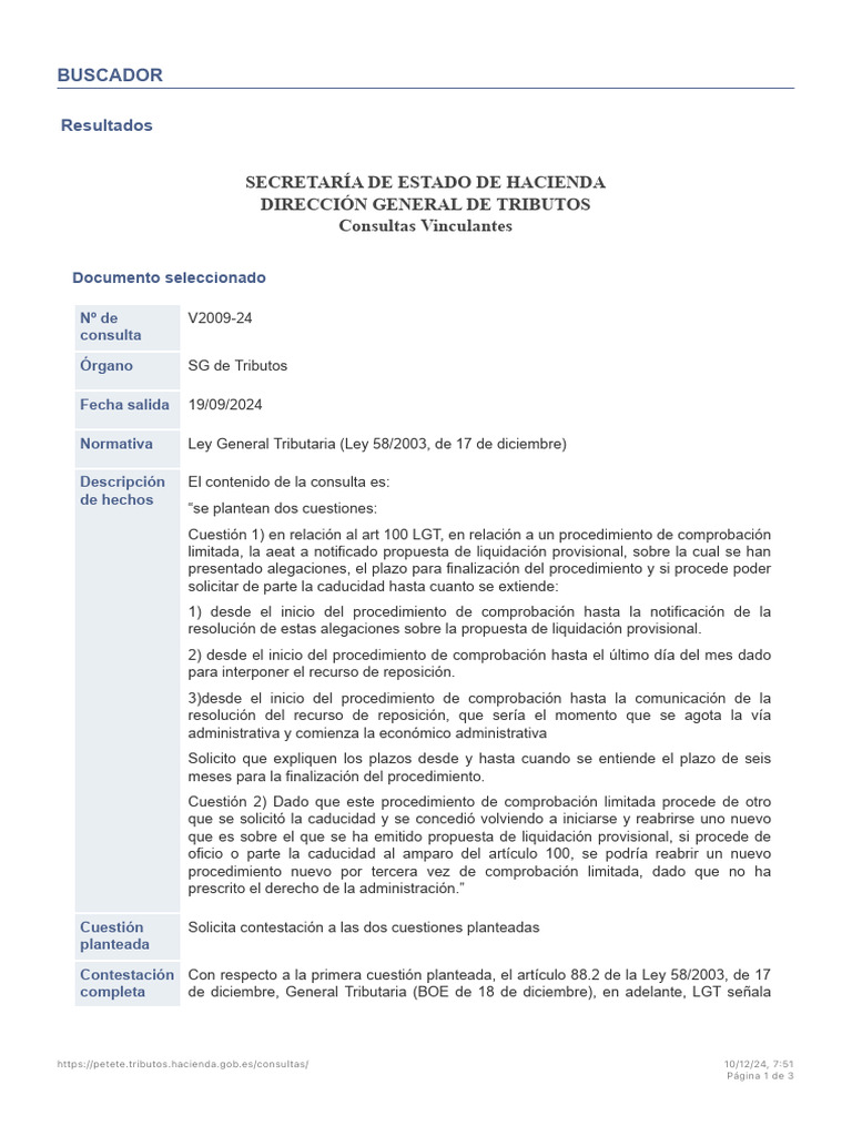 Consulta Vinculante V2009 24 1733817172 | PDF | Estatuto de ...