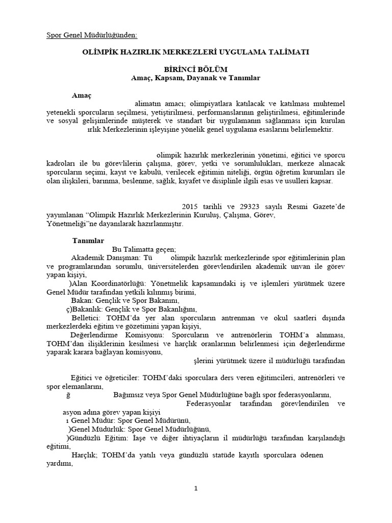 TOHM Uygulama Talimatı 09112018 | PDF