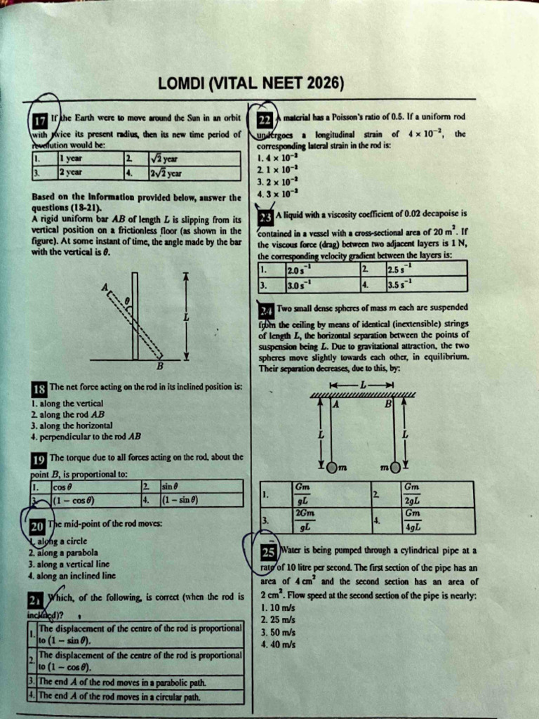Physics Qns 2 Rod July 19 | PDF | Viscosity | Classical Mechanics
