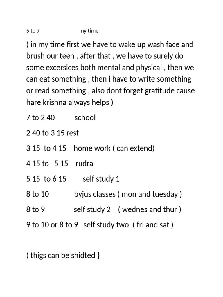 My Time Table | PDF