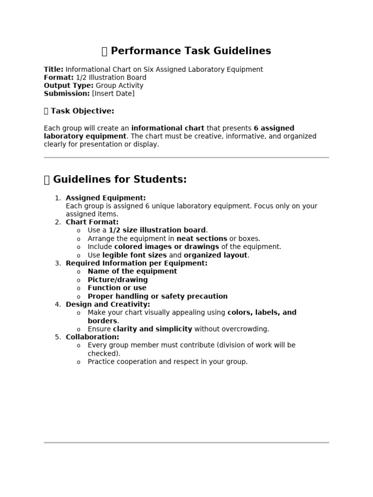 Laboratory Equipment Chart Guidelines | PDF