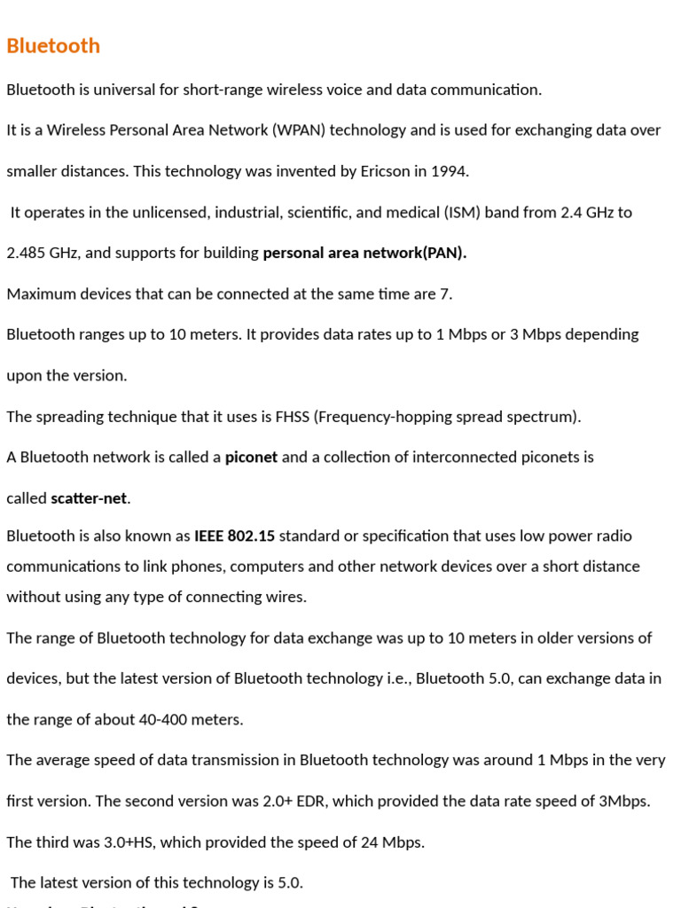 Bluetooth Technology | PDF | Bluetooth | Telecommunications