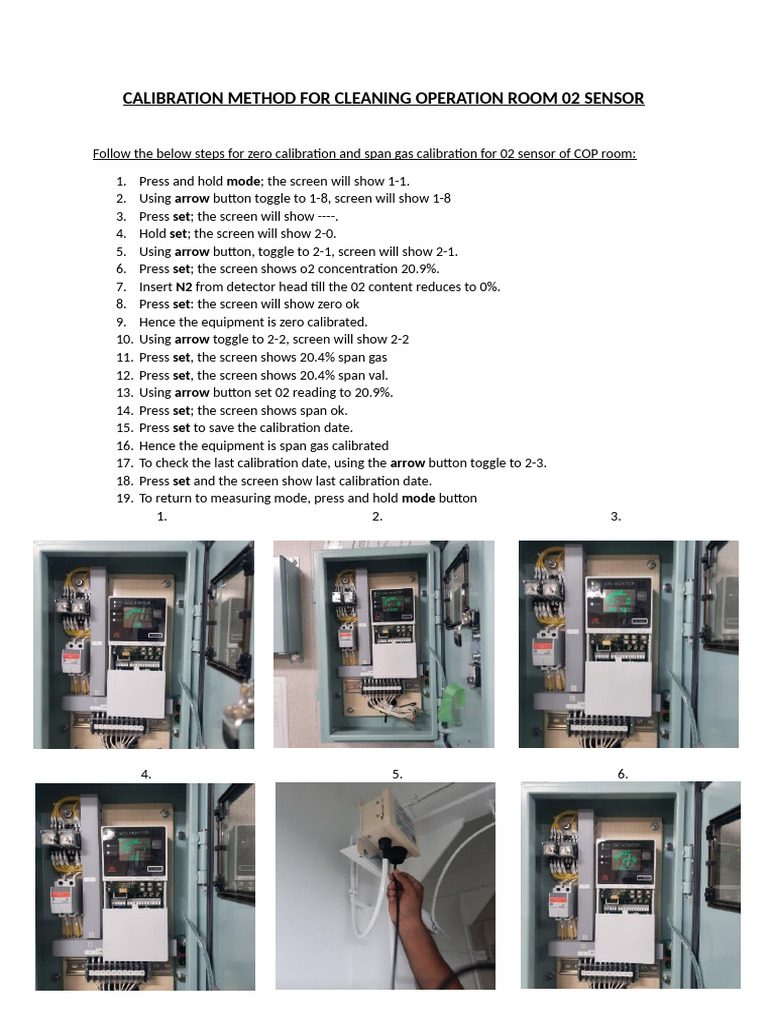 O2 Sensor Calibration for COP Room | PDF
