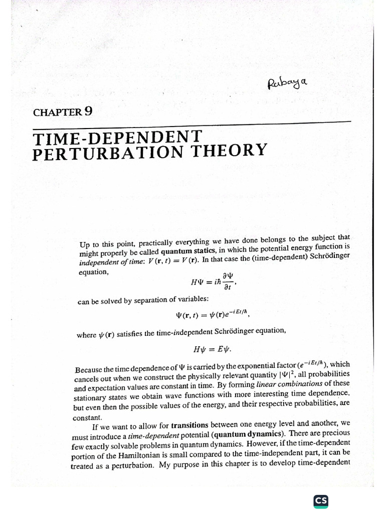 Time Dependent Perturbation Theory..r.y.r. | PDF