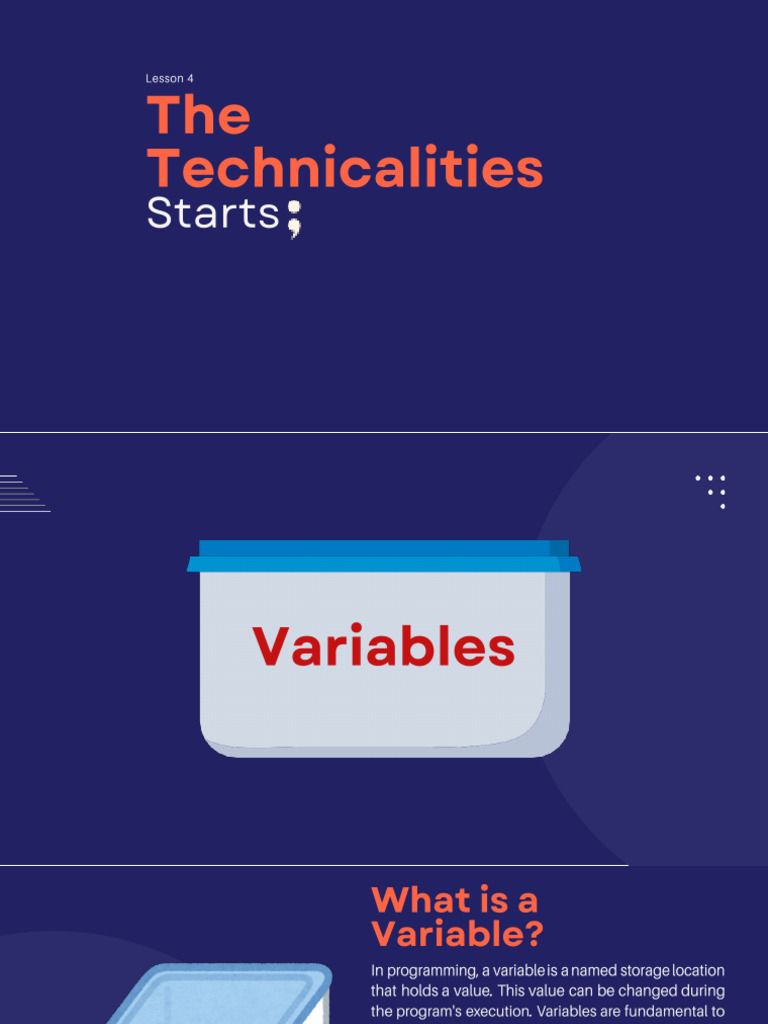 Lesson 4 Arithmetic Operators Variables Naming Conventions Data Types Creating Variables Pdf