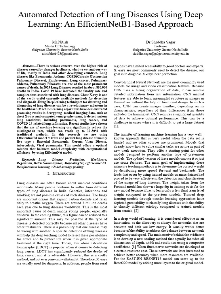 Automated Detection of Lung Diseases Using Deep Learning: An ...