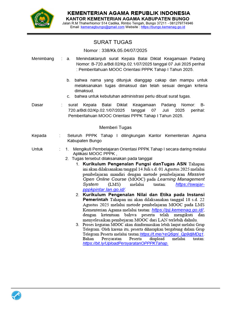 Surat Tugas MOOC Signed | PDF