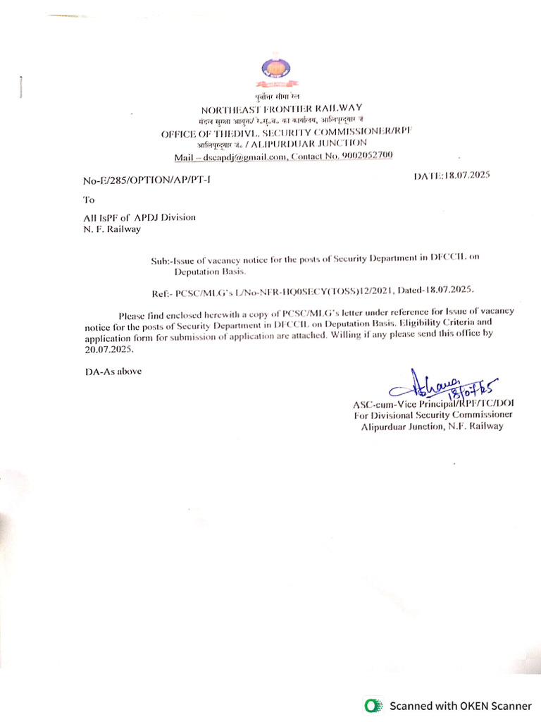 Duputation Basis. DFCCIL | PDF