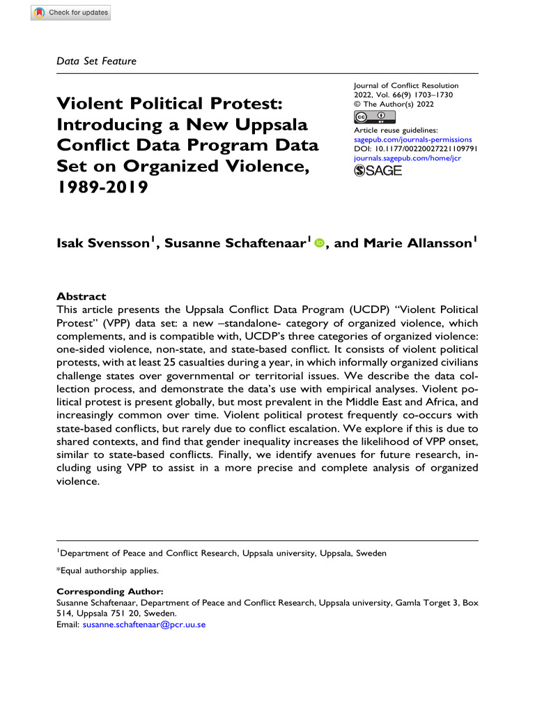 Violent Political Protest Introducing A New Uppsala Conflict Data ...