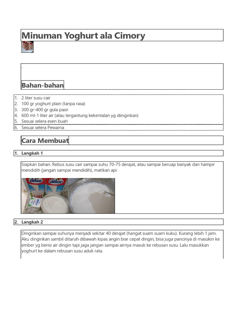 Resep Yogurt Drink Segar Homemade | PDF
