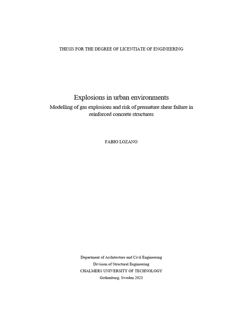 Explosions in Urban Environments Modelling of Gas Explosions and Risk ...