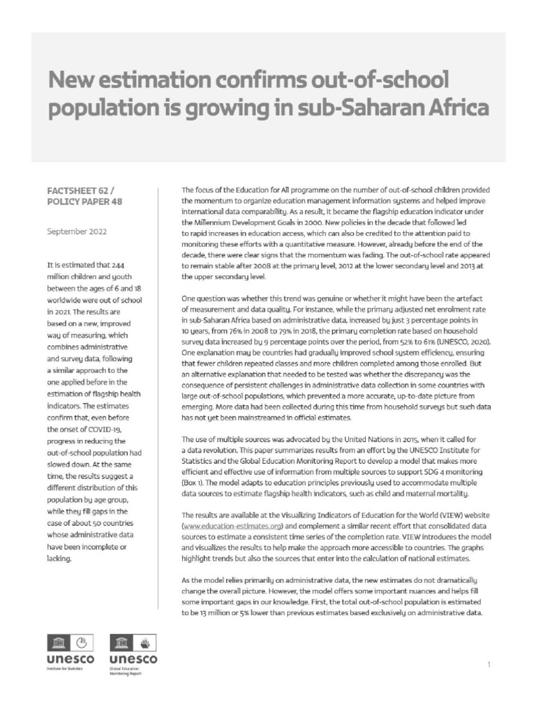 Out of School Data | PDF