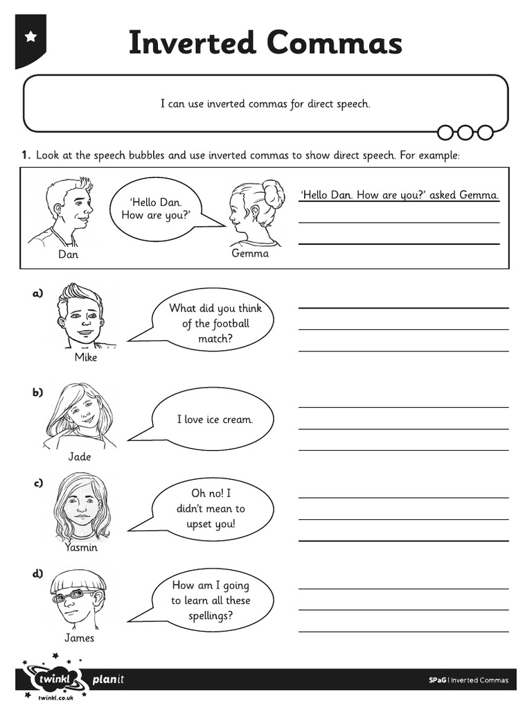 Inverted Commas Book Activity Sheet Inverted Commas | PDF