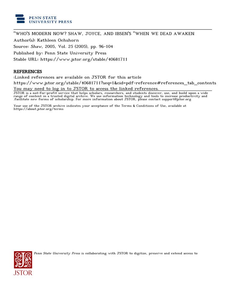 Ochshorn WHOSMODERNNOW 2005 | PDF | James Joyce | Henrik Ibsen