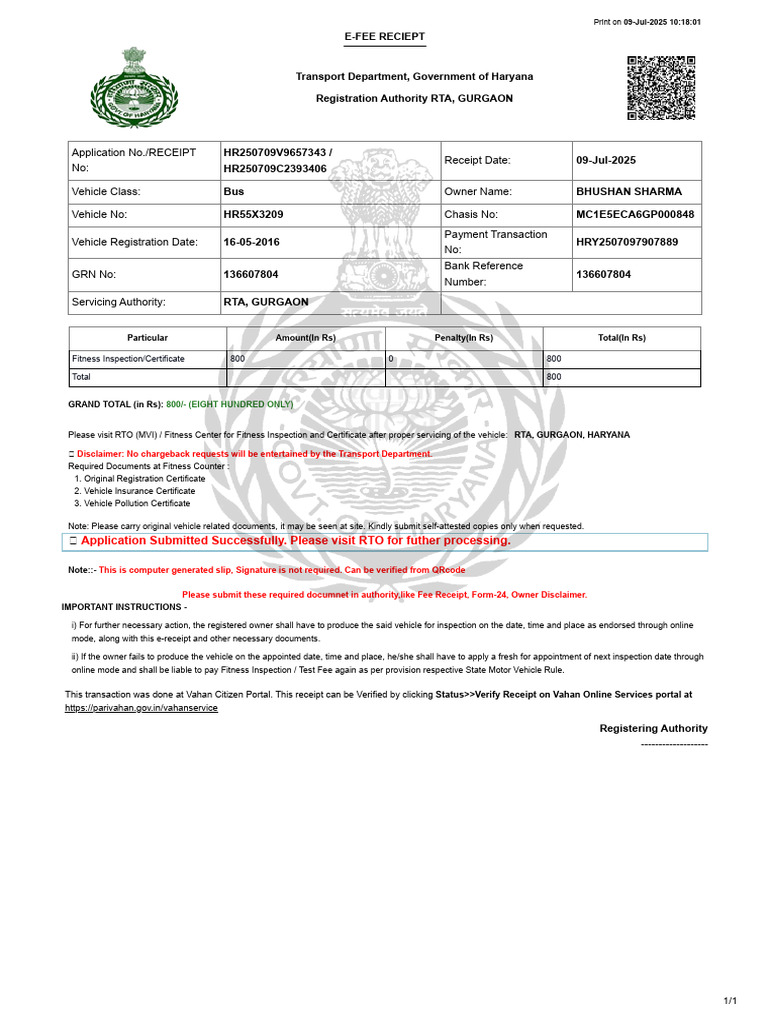 VAHAN 4.0 (Citizen Services) Onlineapp02 150 8015 | PDF | Receipt ...