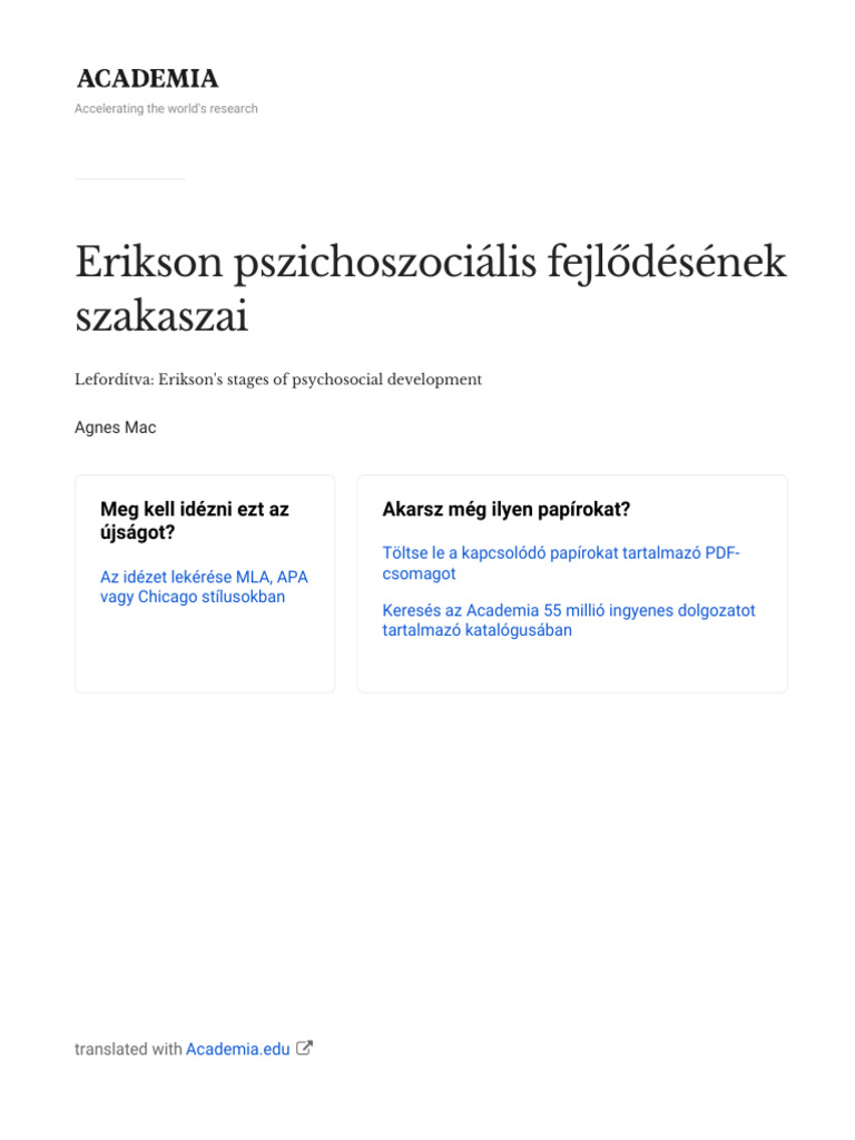 Eriksons Stages of Psychosocial Development - Hu | PDF