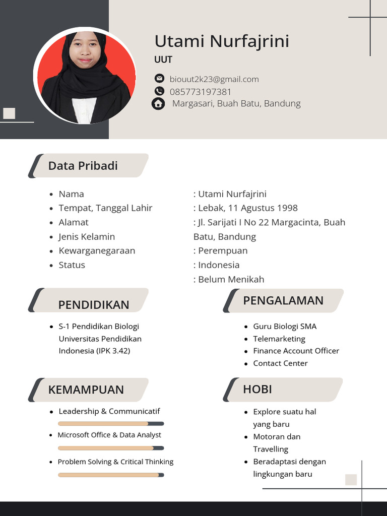 CV Utami Nurfajrini PDF | PDF