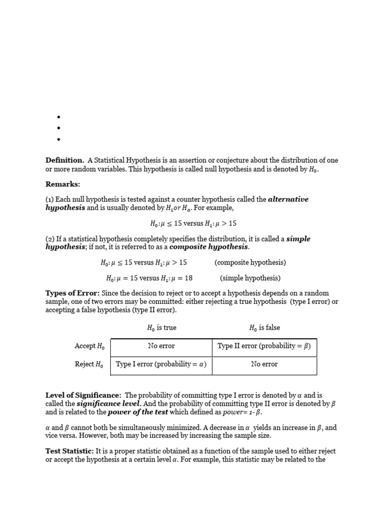 Lecture02 - Int. Inference - Testing of Hypotheses | PDF | Type I And ...