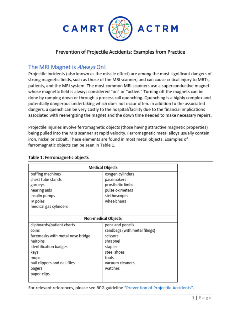 MRI 2021 11 Prevention of Projectile Accidents Examples | PDF ...