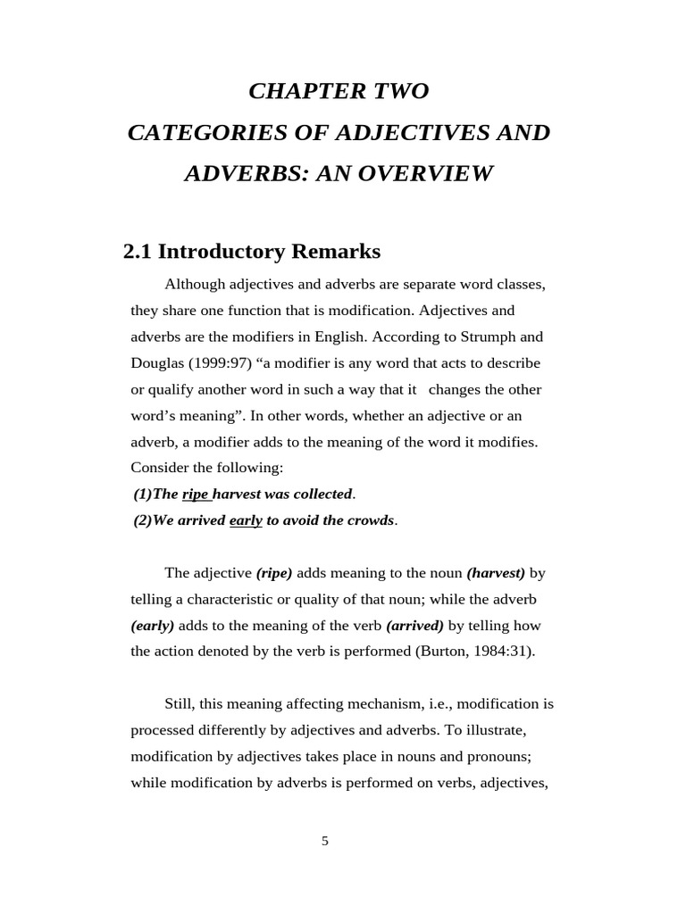 Categories of Adjectives and Adverbs | PDF | Adjective | Adverb
