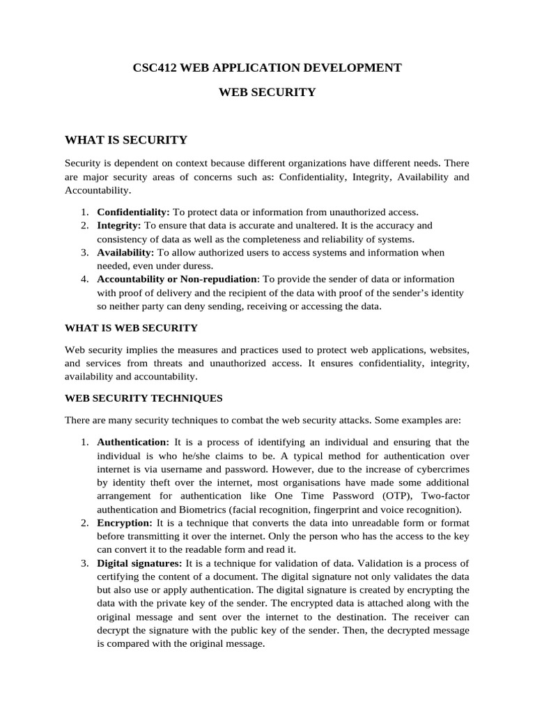 Csc412 Web Application Development Web Security 2 | PDF | Security ...