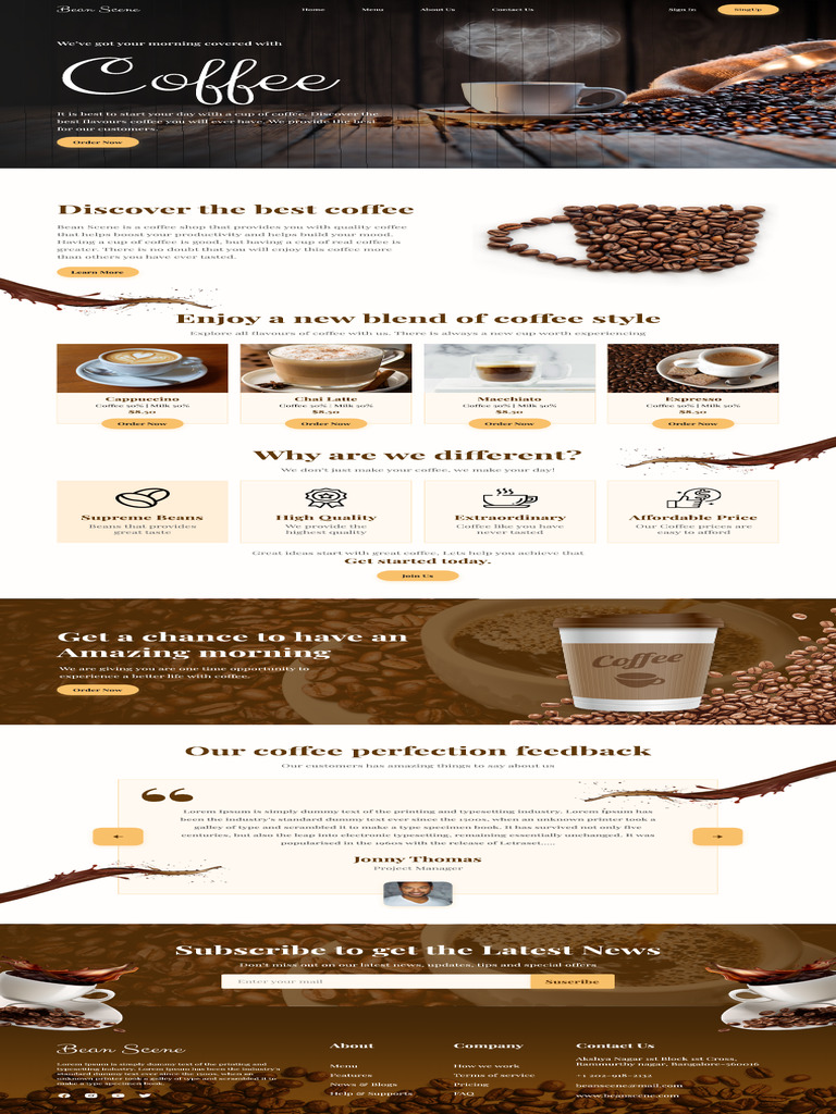 Bean Scene Coffee Menu Overview | PDF | Coffee | Drink