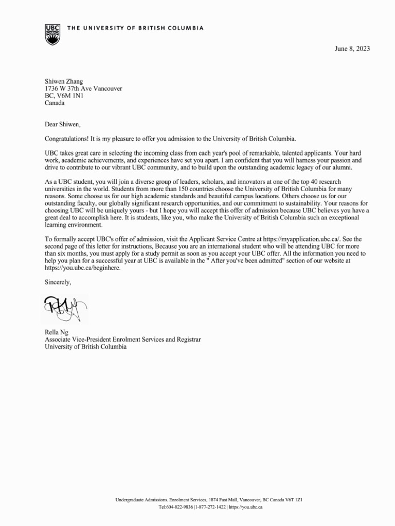 UBC Offer | PDF