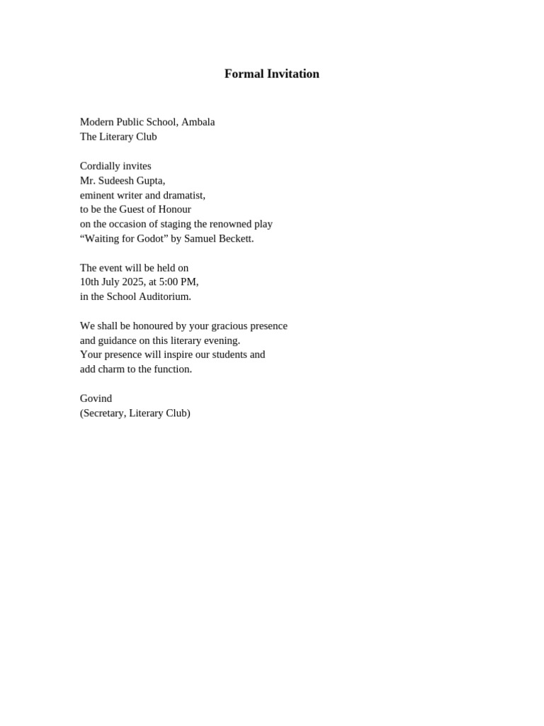 Formal Invitation CBSE | PDF