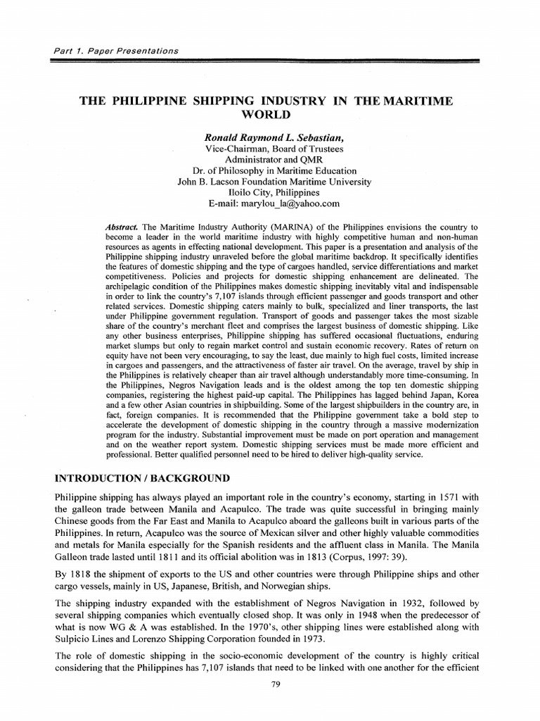 The Philippine Shipping Industry in The Maritime World | PDF ...