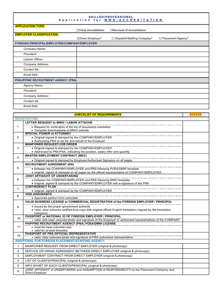 Landbased Employer Accreditation Checklist | PDF | Employment