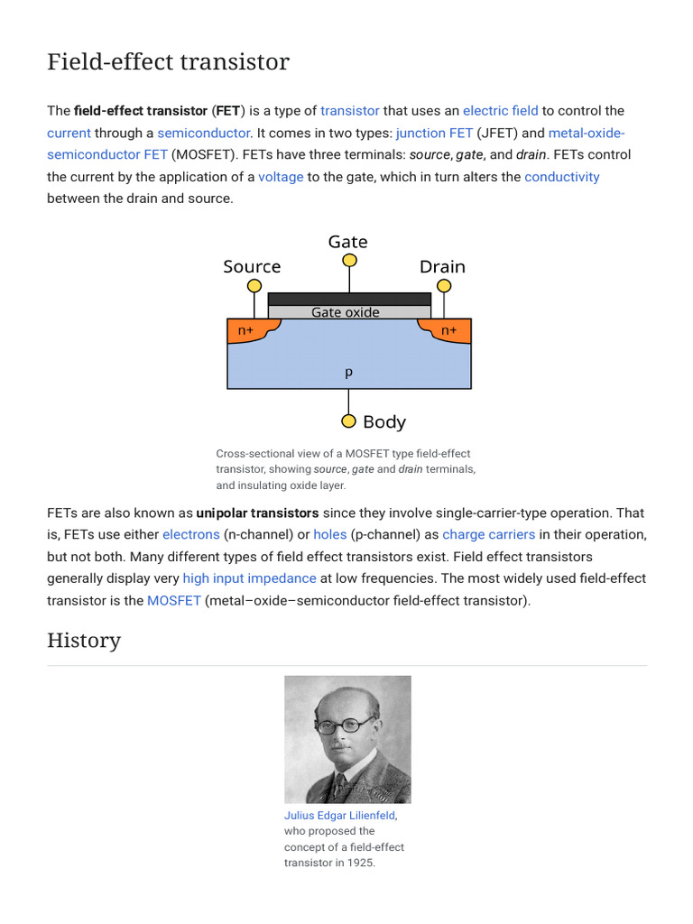 Field-Effect Transistor Overview | PDF | Field Effect Transistor ...