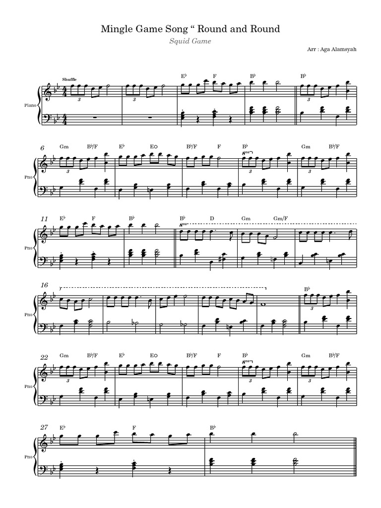 Mingle Game Song Piano Sheet Music | PDF