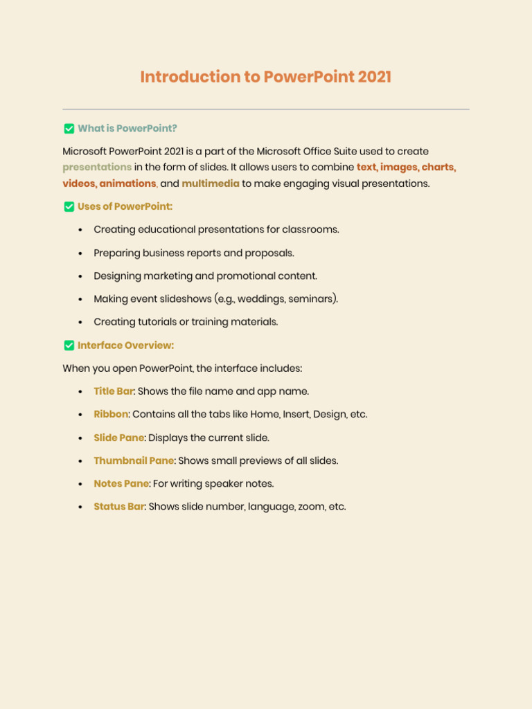 Introduction To PowerPoint 2021 | PDF