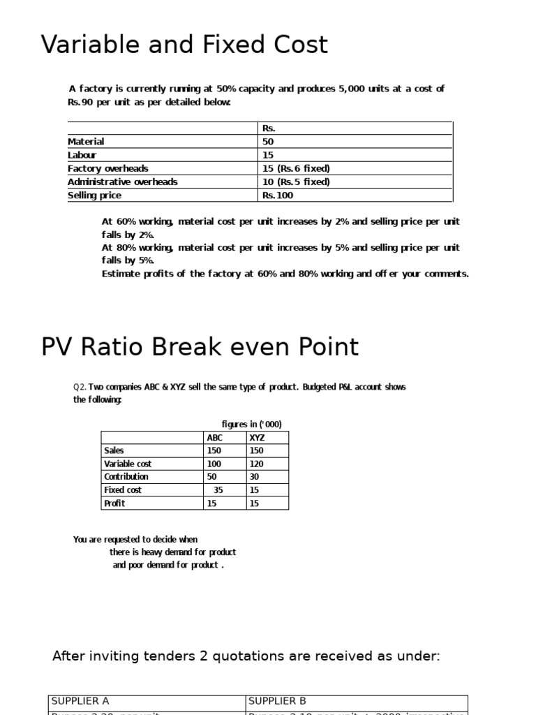 Variable Cost Analysis and Profit Estimation | PDF | Marketing | Business