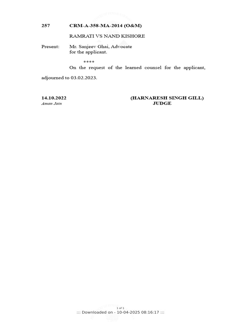 Crm-A 358-Ma 2014 14 10 2022 Interim Order | PDF