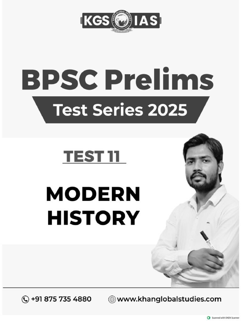 Test 11 Modern History 1 Arrival of Europeans To 1885 Question Paper | PDF