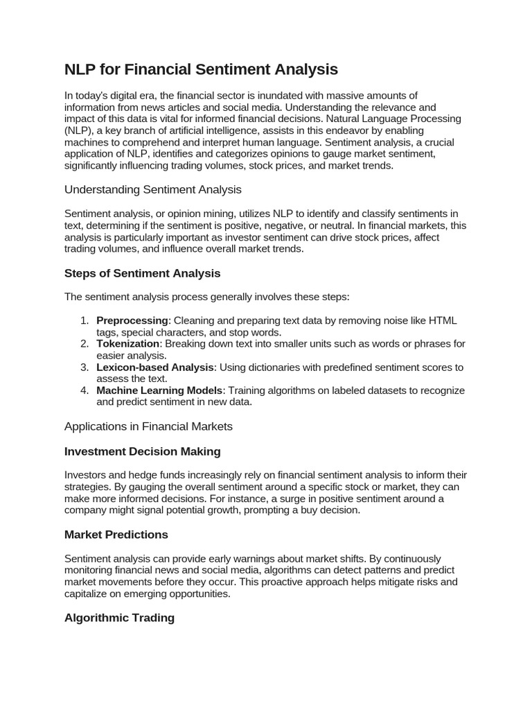 NLP For Financial Sentiment Analysis | PDF | Machine Learning | Deep Learning