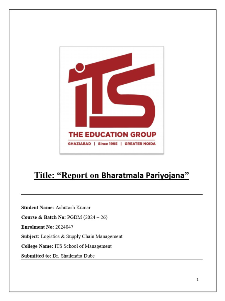 Bharat Mala Ashutosh Kumar LSCM 2 | PDF | Transport | Road