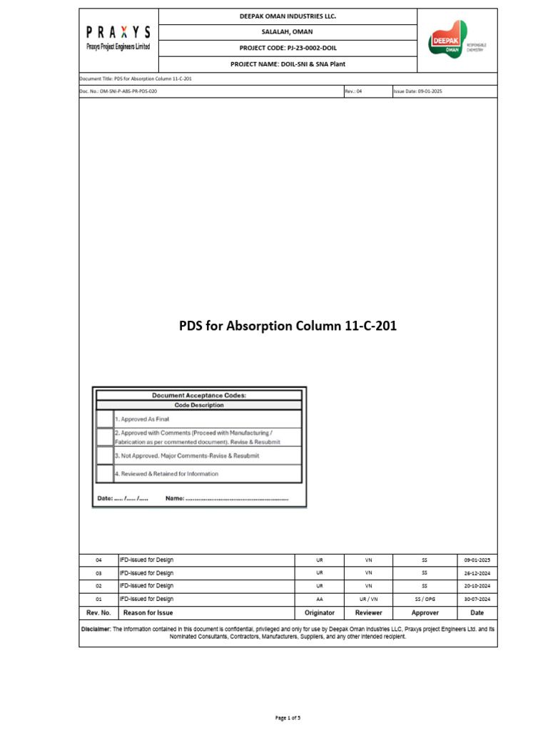 PDS for Absorption Column 11-C-201 | PDF | Sodium Hydroxide | Chemical ...