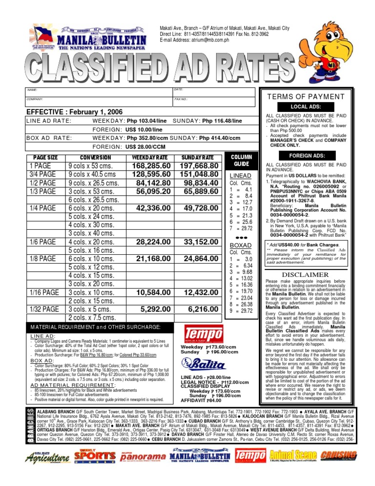 Classified Ad Rates | PDF | Makati | Advertising