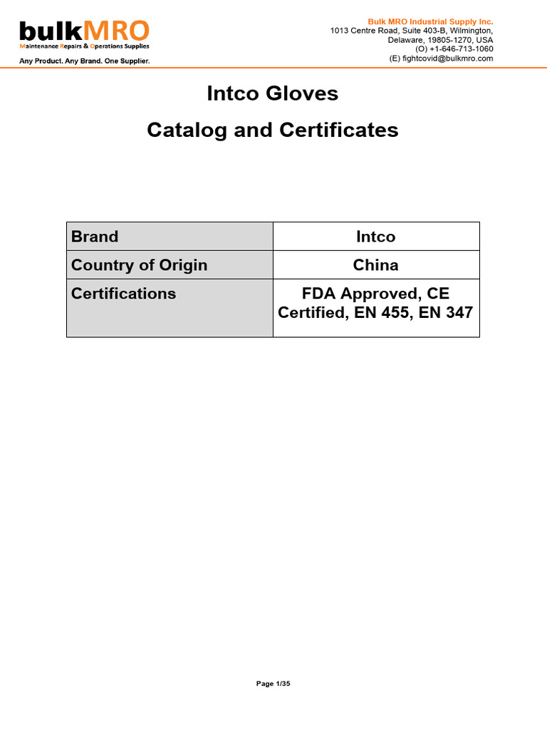 Bulk MRO - Intco Catalog and Specifications | PDF | Wilmington