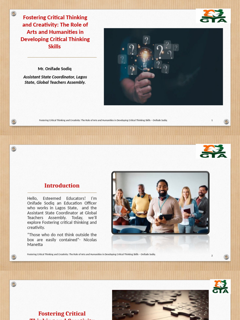 Arts and Humanities Boost Critical Thinking | PDF | Critical Thinking ...