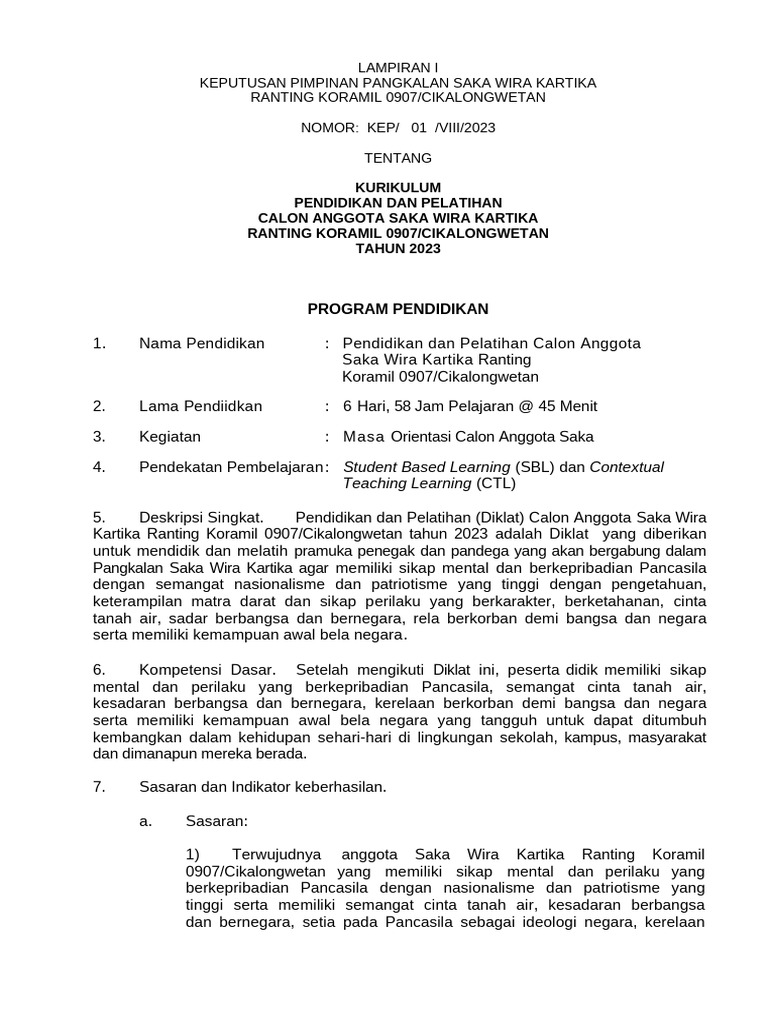 LAMPIRAN I PROGRAM PENDIDIKAN | PDF
