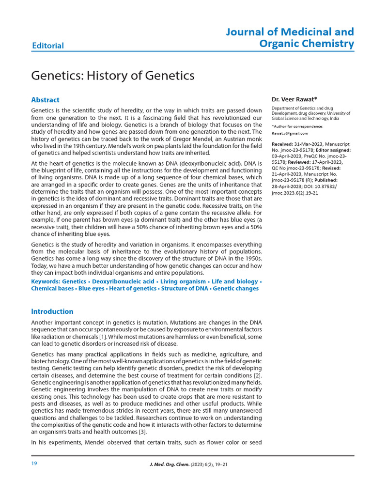 Genetics History of Genetics | PDF | Genetics | Mutation
