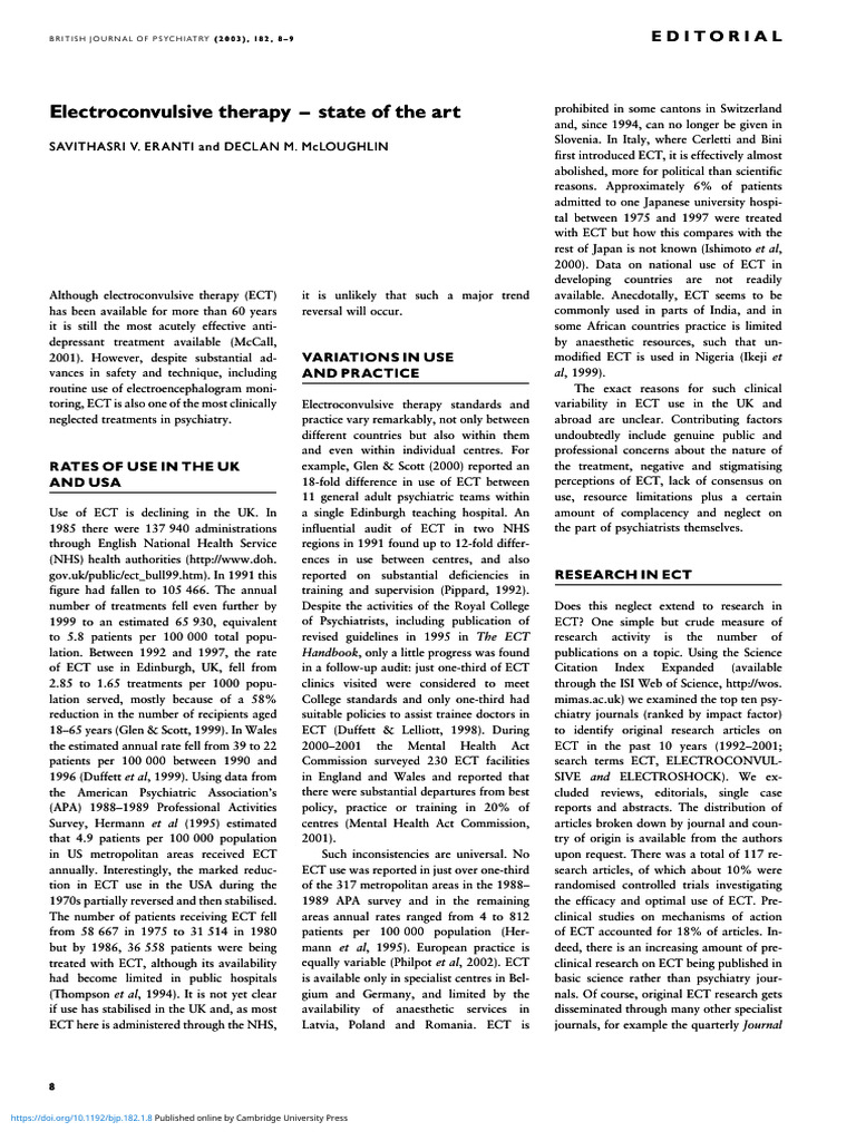 Electroconvulsive Therapy State of The Art | PDF | Electroconvulsive ...